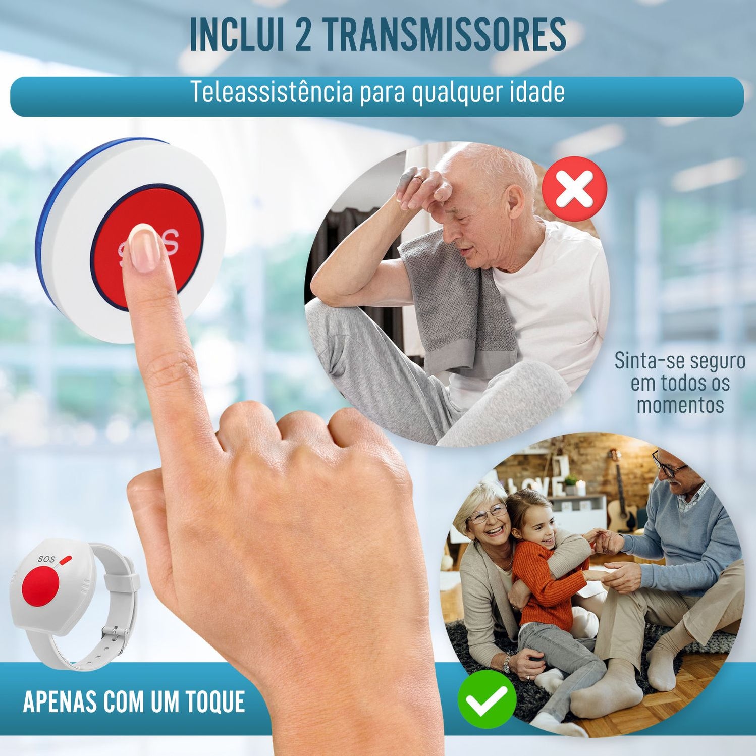 Alarme para Alerta de Pessoas Idosas | Botão de Emergência SOS ...