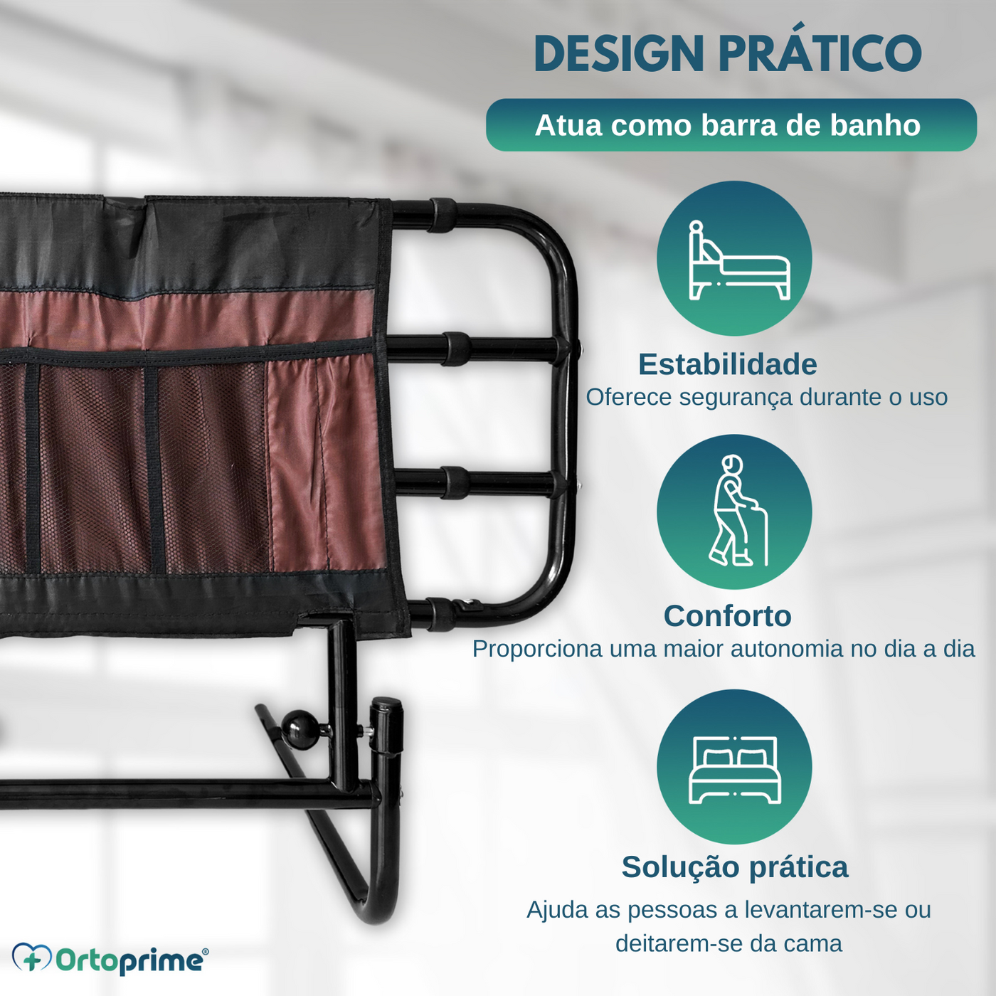 Grade para Camas de Adultos com Bolsos e Ajustável— OrtoPrime.pt