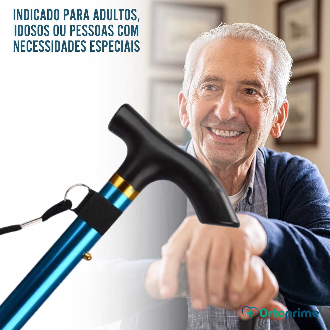 Bengala Dobrável e Extensível para Caminhar | Azul— OrtoPrime.pt