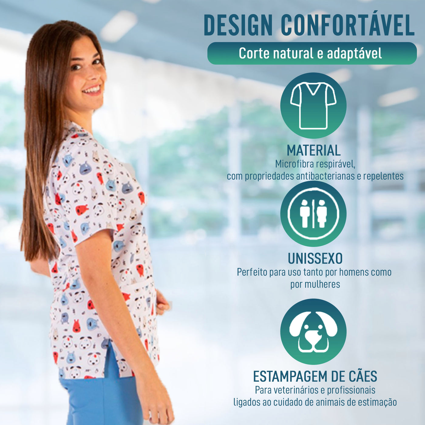 Bata Medica Unissexo para Veterinário com Estampagem de Cães | Tamanho ...