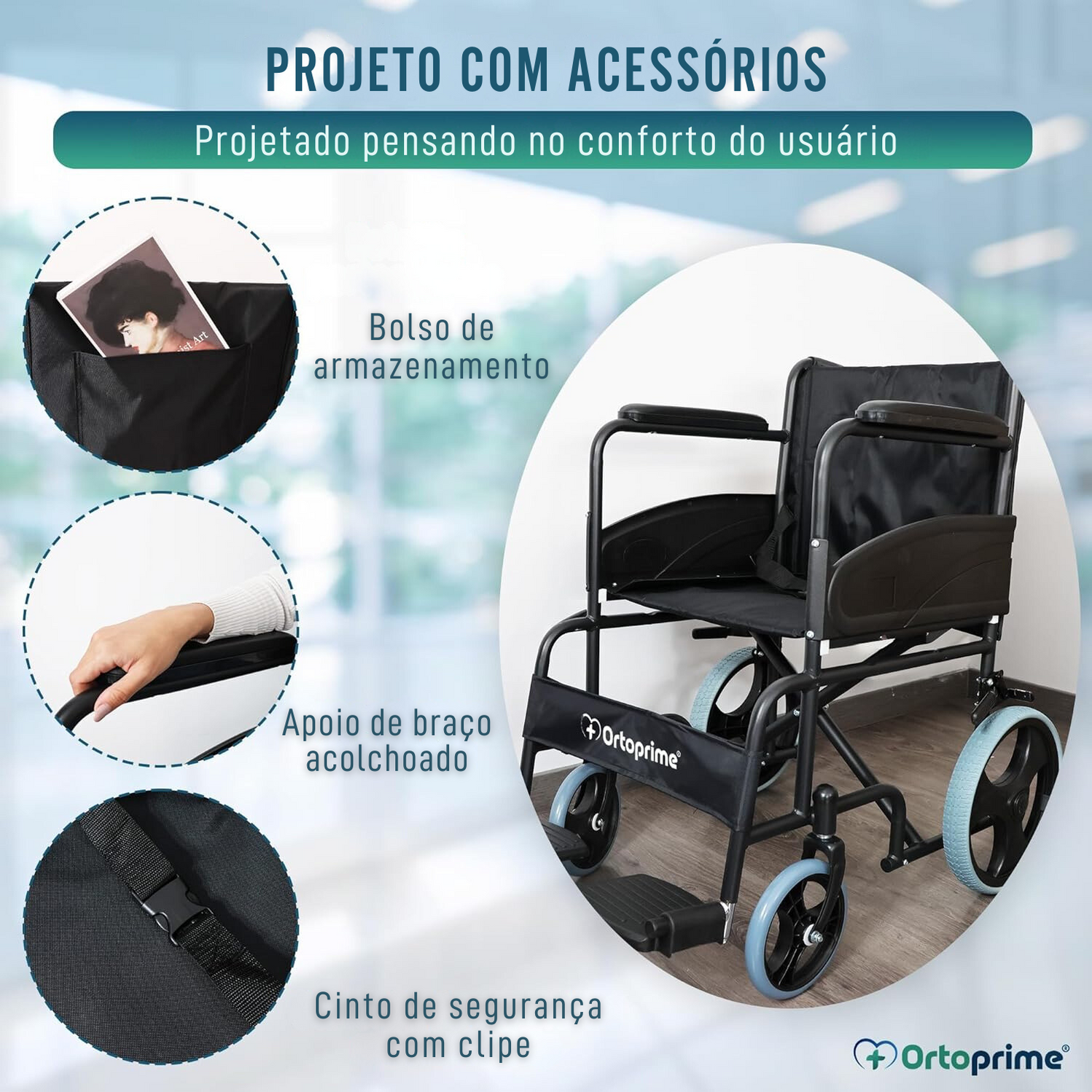 Cadeira de Rodas Dobrável Ortopédica para Adultos— OrtoPrime.pt