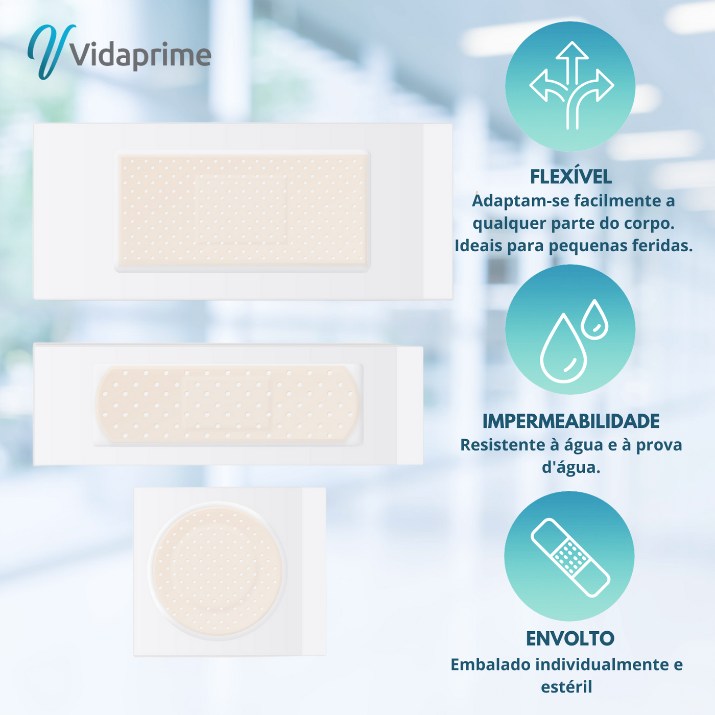 Pensos Adesivos à Prova de Água em 3 Tamanhos - 50 Unidades— OrtoPrime.pt